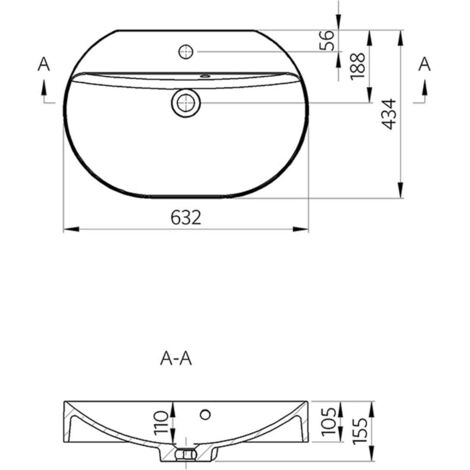 Sapho Helen - Waschtisch 63x43 cm, mit Überlauf, Hahnloch, weiß HE063
