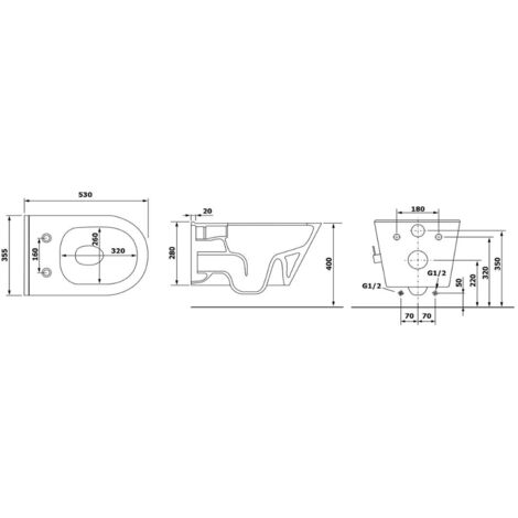 Sapho Avva - Wand-WC mit Bidet-Funktion, Rimless, schwarz matt 100315-110