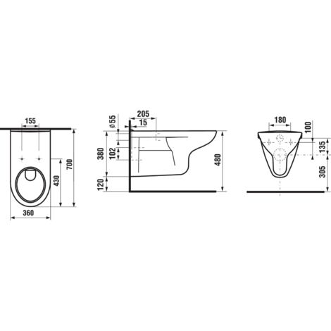 Jika Deep - Wand-WC, barrierefrei, weiß H8206420000001