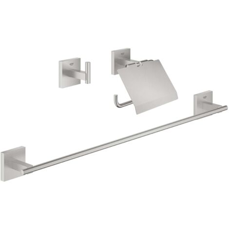 Grohe QuickFix Start Cube - Bad-Accessoires-Set 3 in 1, Supersteel 41124DC0