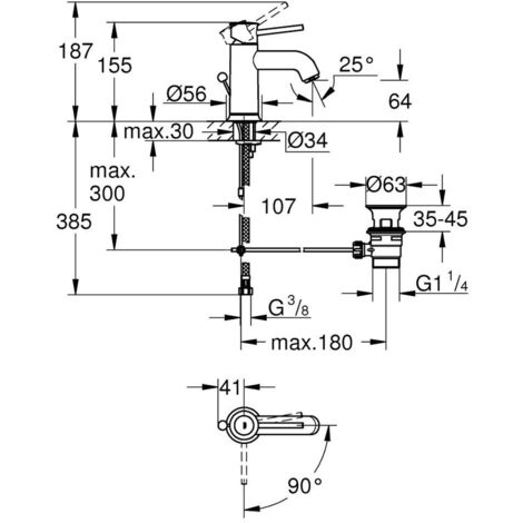 Grohe Start Classic - Waschtischarmatur mit Auslass, Chrom 23782000