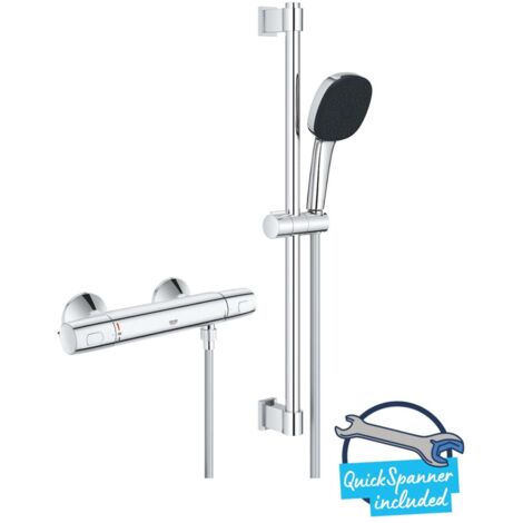 Grohe Precision Trend - Duschset mit Thermostat, 3 Strahlarten, Chrom ...