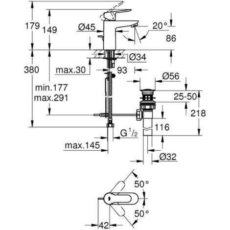 Grohe BauEdge - Waschtischarmatur, mit Ablauf, Chrom 32819000
