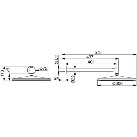 Hansa Aurelia - Kopfbrause, Durchmesser 30 cm, schwarz matt 4726030033