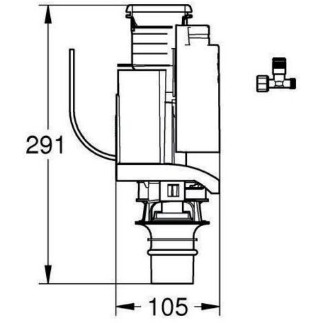 Grohe Pneumatikventil für Vorwandgestell mit Absperrhahn