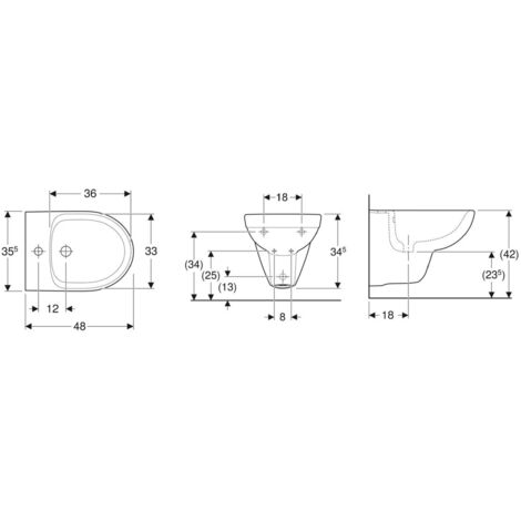 Geberit Selnova Compact - Dusch WC, Wandmontage, 480x355 mm, Weiß 500 ...