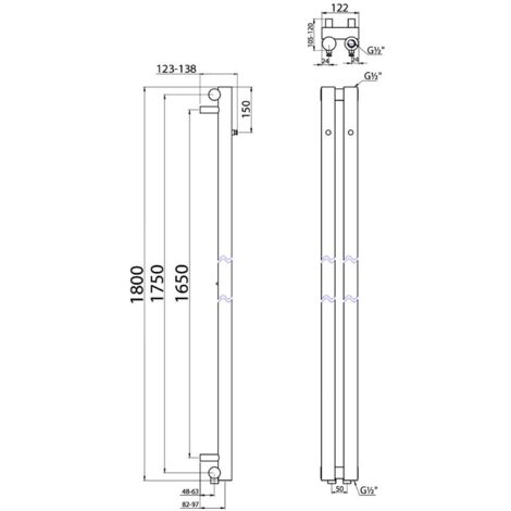 Sapho Pilon - Heizkörper, 12x180 cm, 300 W, schwarz matt IZ124T