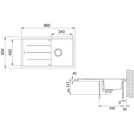 Franke Basis - Fragranit Spülbecken BFG 611-86, 86x50 cm, Kaschmir 114. ...