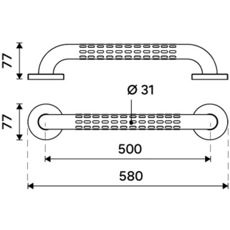 Nimco Asistent - Haltegriff, Länge 58 cm, Edelstahl matt BM 9050-10