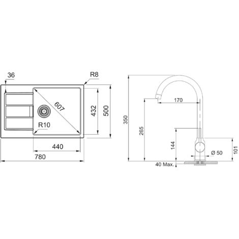 Franke Sets - SET T90, Tectonite-Spüle S2D 611-78 XL mit Armatur FP ...