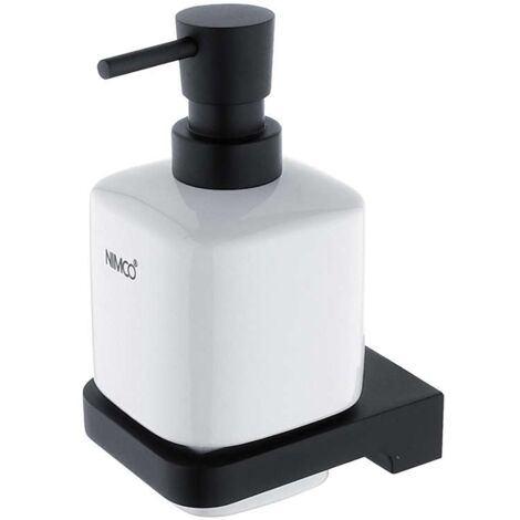 Nimco Maya - Seifenspender mit Halterung, weiß/schwarz-matt MAC 29031K-T-90