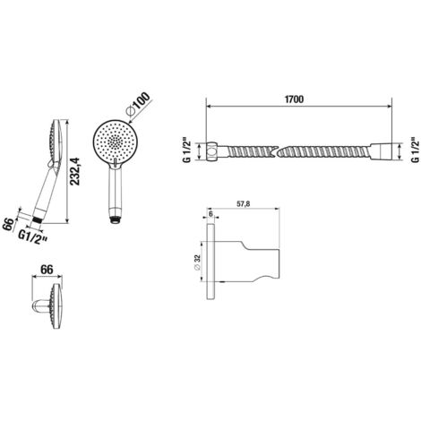 Jika Mio Style - Brauseset mit Handbrause, Halter und Schlauch, schwarz ...