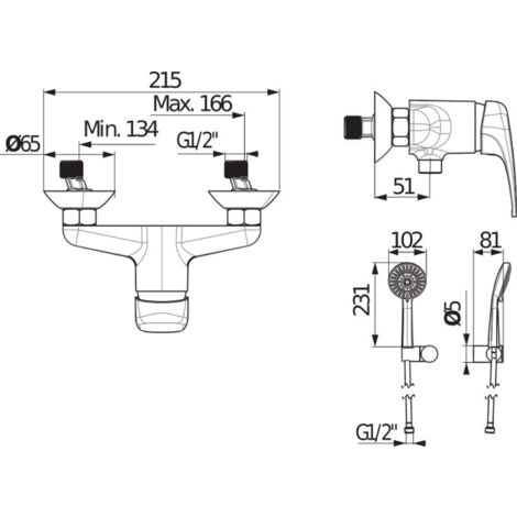 Jika Deep - Wand-Brausearmatur mit Handbrause, 3 Strahlarten, Chrom ...