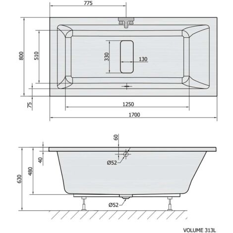 Polysan Badewannen - Rechteckbadewanne MARLENE, 170x80x48 cm, weiß 72403