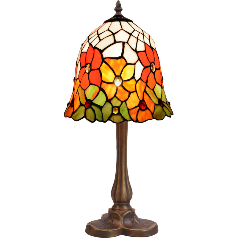 Lampe de table Tiffany base trèfle Bell série D-20cm