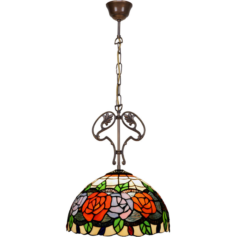 Lampe à suspension avec chaîne et ornement en fonte avec abat-jour ...