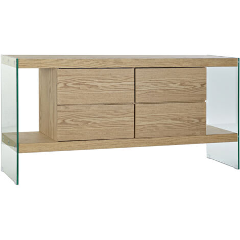 Commode Verre Mdf 160X45X80 Marron Clair