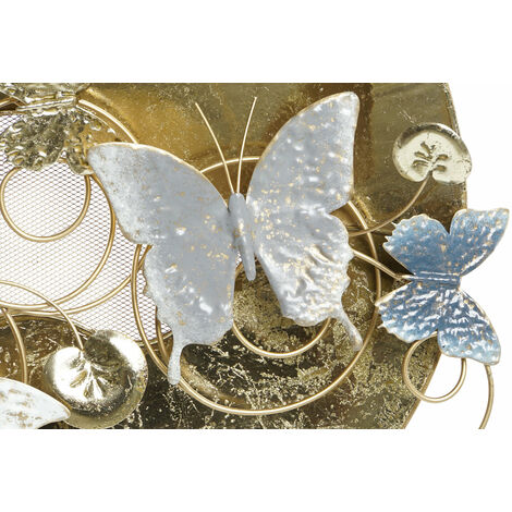 Décoration Murale Métal 59X8,3X49 Papillons Doré