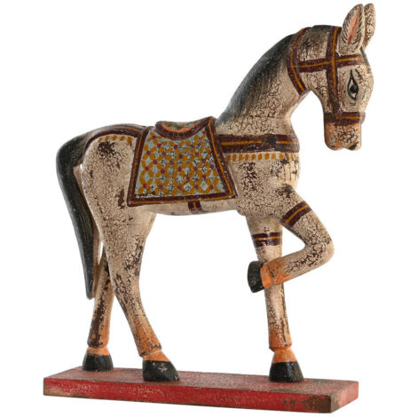 Figure Mangue Fer 35X10X42 Cheval Vieilli Blanc