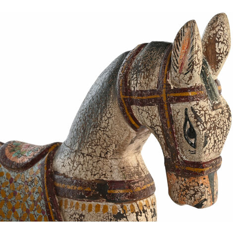 Figure Mangue Fer 35X10X42 Cheval Vieilli Blanc