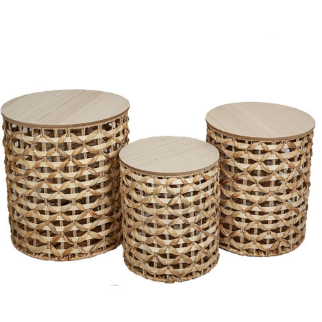 Ensemble de 3 tables paniers en osier