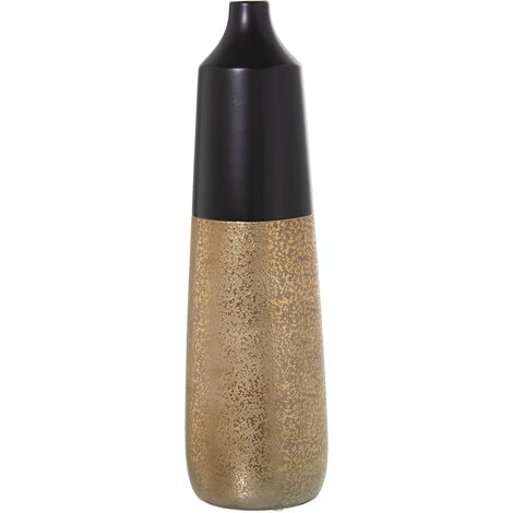 Vase Céramique Noir/Or °14X49 Cm