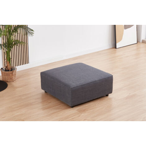 Canapé Modulable Puff 90 X 90 Cm Mou Tissu Gris