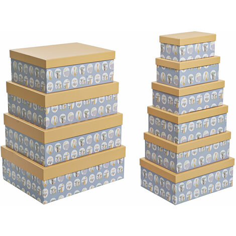 BOX 10 KARTON 43,5X33,5X15,5 BLAUER KARTON Material Farbe BLAU GELB ...