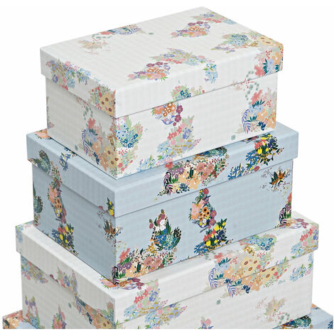 KARTON 10 KARTON 43,5X33,5X15,5 KARTON BLAUE BLUMEN Material Farbe BLAU ...