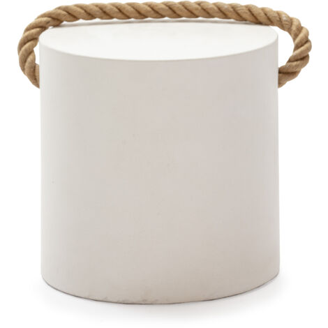 Hocker 40X40X40 mit Seil/Griff aus weißem Zement