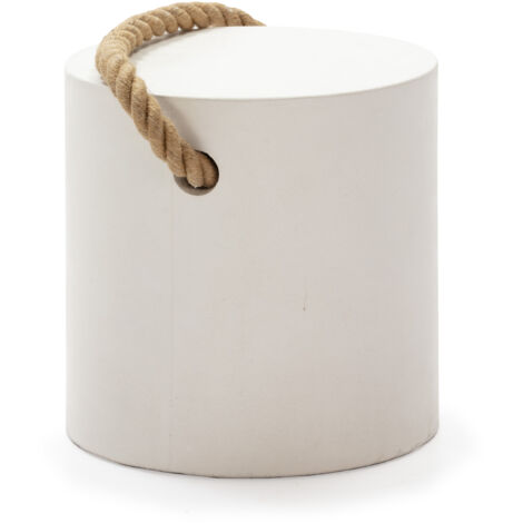 Hocker 40X40X40 mit Seil/Griff aus weißem Zement