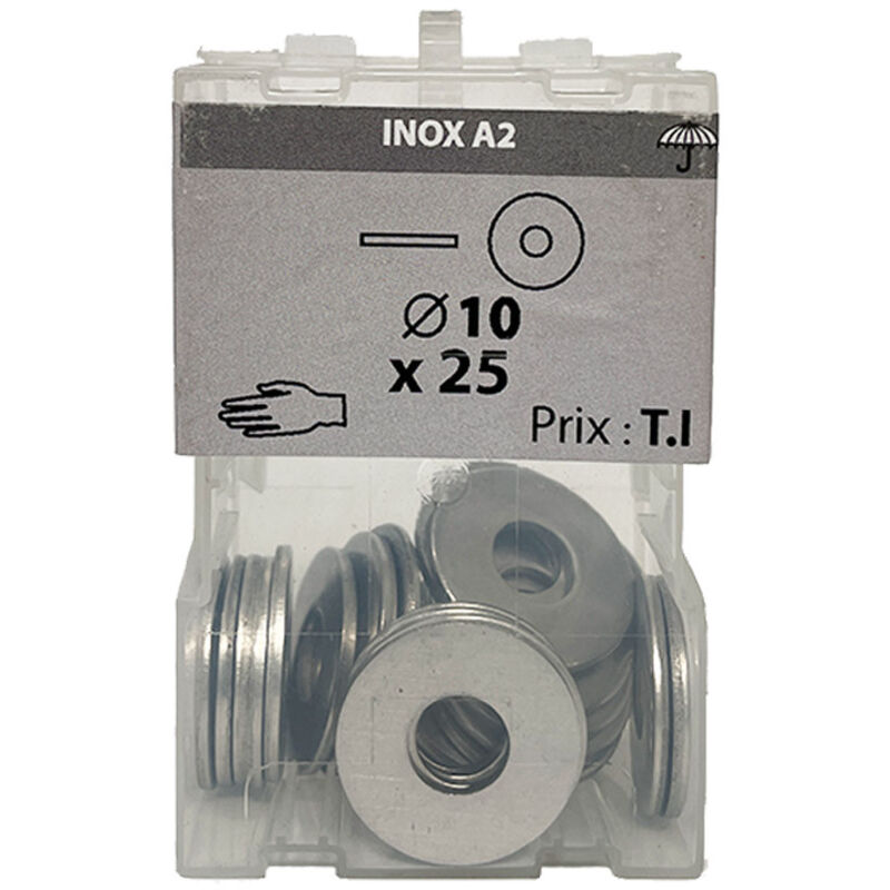 25 rondelles Ø 10 type L inox A2 - Viswood