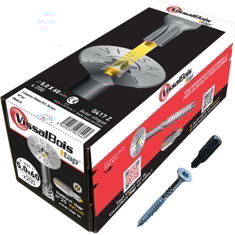 200 vis bois TTAP 5x60mm filetage asymétrique zingué - Vissal