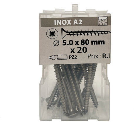 20 vis agglo 5x80mm fraisée Pz inox A2 Viswood