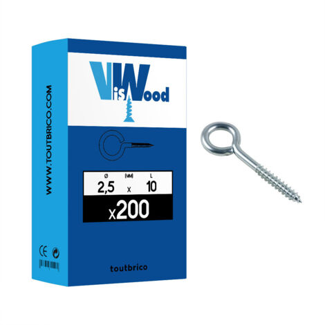 200 Pitons vis à bois 2,5 X 10mm zingué - Viswood