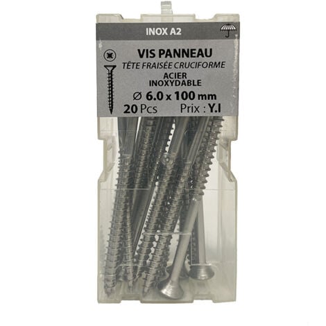 20 vis agglo 6x100mm fraisée Pz inox A2 - Vissal