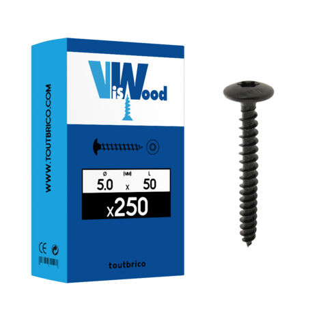 250 vis penture 5x50mm tête ronde large Tx zingué Viswood