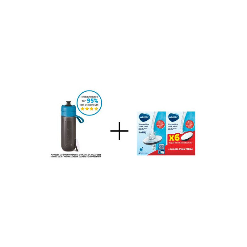 Gourde filtrante active Brita Bleu + 7 filtres MicroDisc inclus
