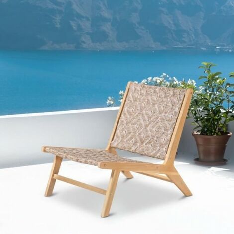 Transat Fauteuil de jardin bas en bois d'Acacia FSC - modele CANCUN - Gris