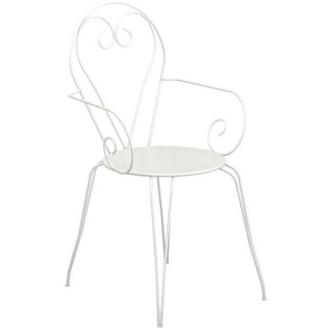 Lot de 4 Fauteuils de jardin romantique empilable en fer forgé - Blanc