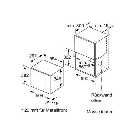 Micro-ondes Pose libre BOSCH BFL520MS0 - Monofonction - Inox - 20 L - 800 W