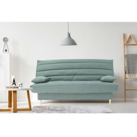 Clic clac 3 places - vert amande - Couchage 125x190 cm - Avec coussins