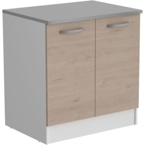 Oslo Meuble Bas 2 Portes Plan Décor Chene Jackson L 80 X P 60 X H