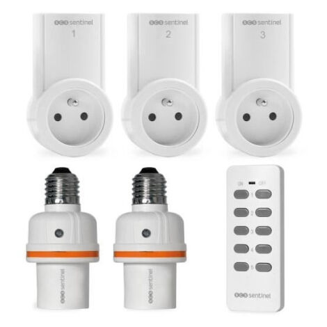 SCS SENTINEL Kit domotique télécommandé : 3 prises, 2 douilles et 1 ...