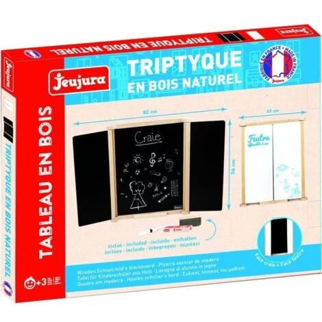 Tableau Triptyque Mural en Bois Naturel - JEUJURA - Ardoise Centrale et ...