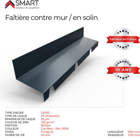 Bravo The Smart Solution – Faitière en solin TR45 – Bac acier 2.10m ...