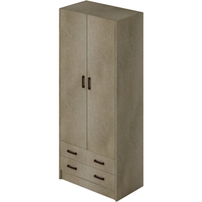 Armadio due ante con cassetti colore Argilla H210x90x52cm