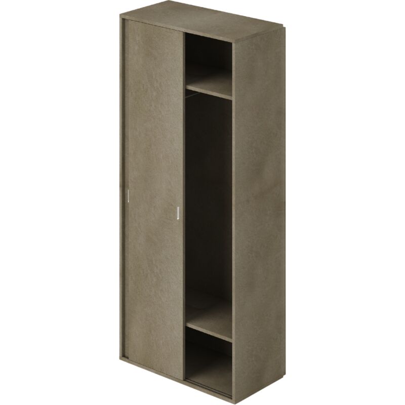 Guardaroba con ante scorrevoli e appendiabiti colore Argilla H212x90x43cm