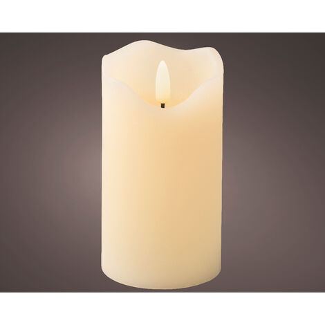 Candela LED a Stoppino Ondulato in Cera Stabile per Uso Interno H 13 x 7 cm