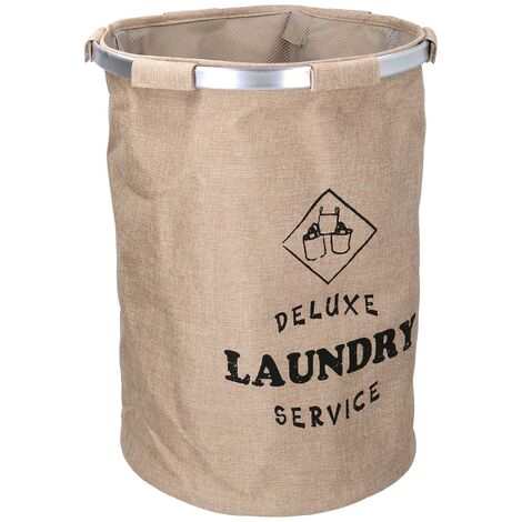 Cestone tessuto sacco beige tondo pieghevole cm 40h55